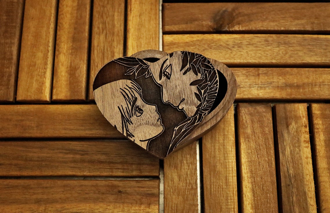 Studio Ghibli Howls Moving Castle Wedding Ring Box, Wood Engagement Ri