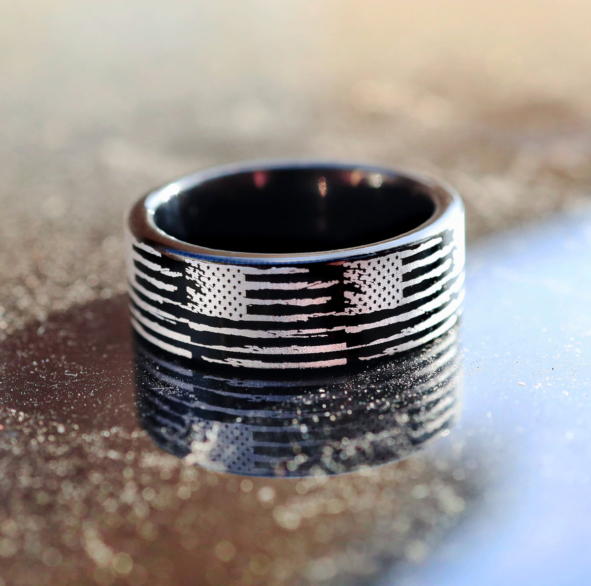 American Flag Wedding Band, Military Wedding Ring, Army Wedding Band,