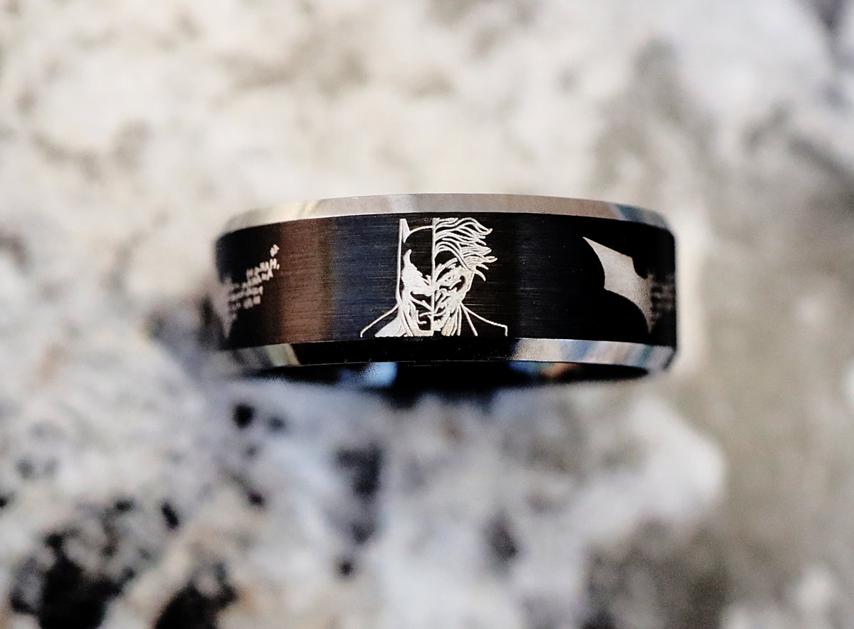 Batman Joker Wedding Band, Batman Logo Ring, The Joker Engagement Ring