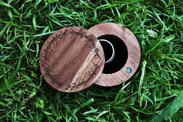 Elvish Wedding Ring Box, Elvish Fantasy Wood Engagement Ring Box, Tolk
