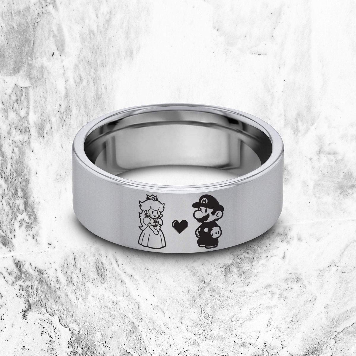 Super Mario Love Wedding Ring, Super Mario Tungsten Wedding Band, Supe