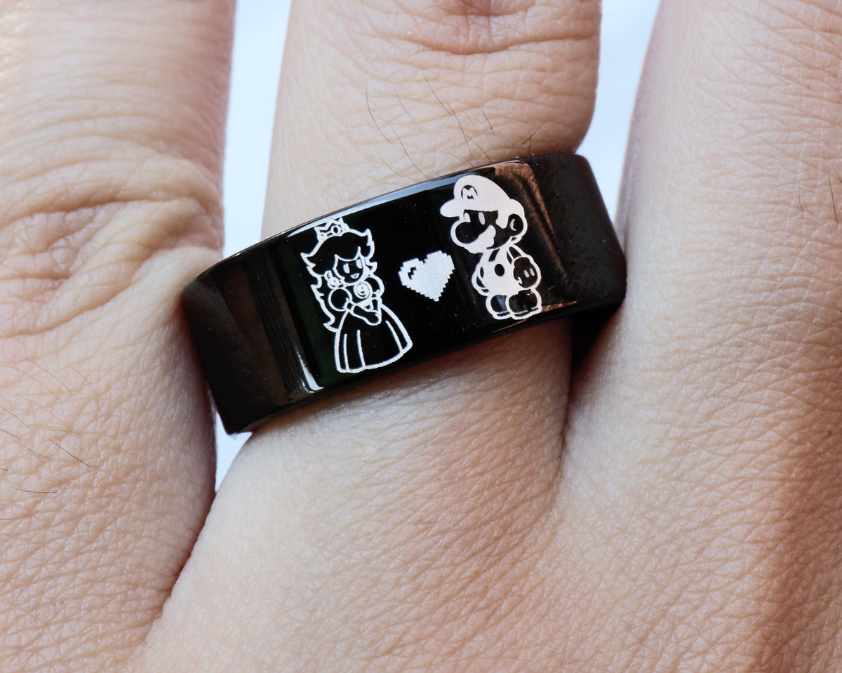 Super Mario Love Wedding Ring, Super Mario Tungsten Wedding Band, Supe