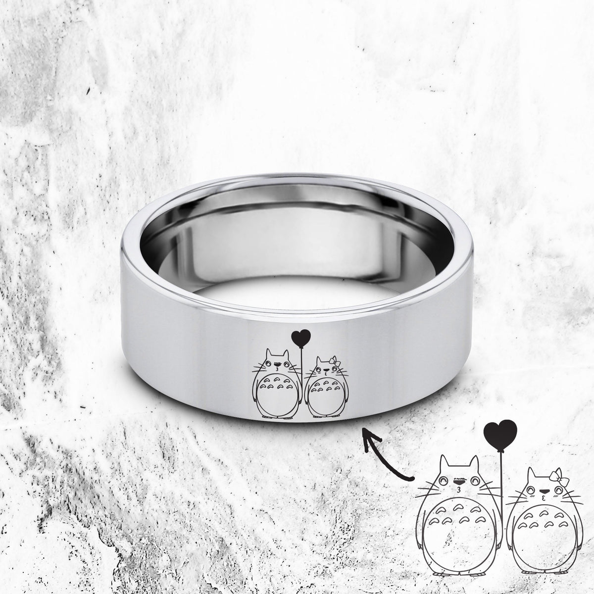 Totoro Ring, Totoro Love Ring, Couple Ring Totoro, Studio Ghibli Totor