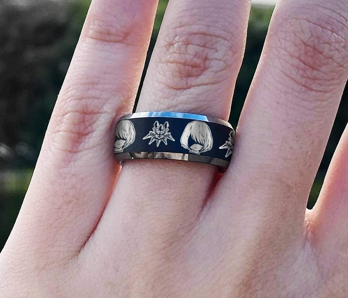 Yorha No.2 Type B Ring, Type B Head, Nier Symbol, Nier Jewelry